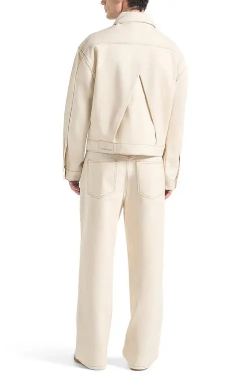 Manière De Voir Damien Denim Jacket With Back Pleat - Cream