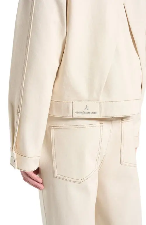 Manière De Voir Damien Denim Jacket With Back Pleat - Cream