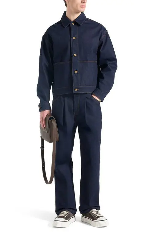 Manière De Voir Damien Denim Jacket With Back Pleat - Indigo