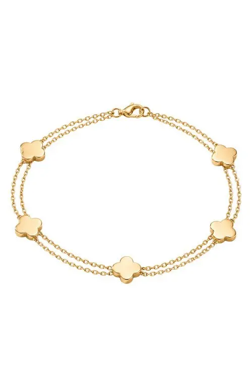 Argento Vivo Clover Layered Anklet - Gold