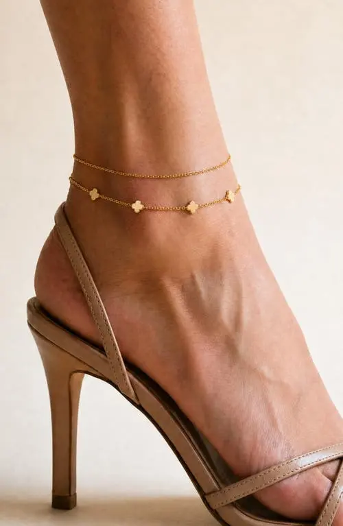 Argento Vivo Clover Layered Anklet