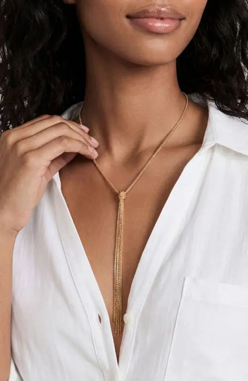 Ettika 18k Plated Layered Box Chain Tassel Y-necklace
