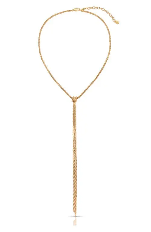 Ettika 18k Plated Layered Box Chain Tassel Y-necklace