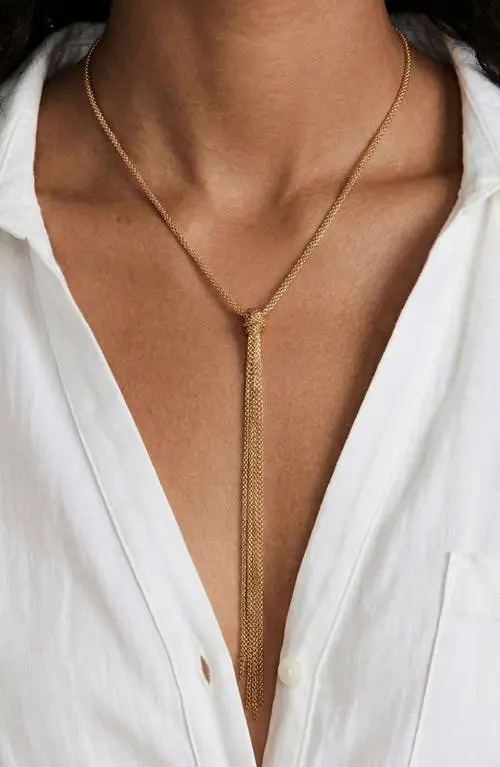 Ettika 18k Plated Layered Box Chain Tassel Y-necklace