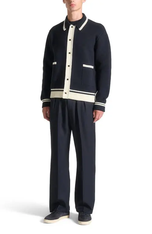 Manière De Voir Julien Classic Combed Cotton Knit Cardigan - Navy