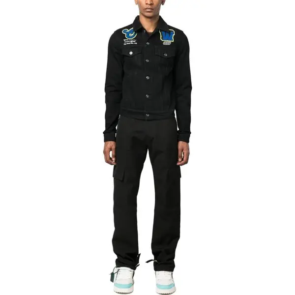 Off-White Varsity Patch Denim Jacket 'black Blue