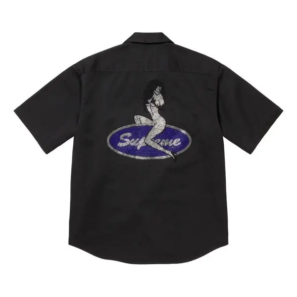 Supreme Rhinestone Pin Up Short-sleeve Work Shirt