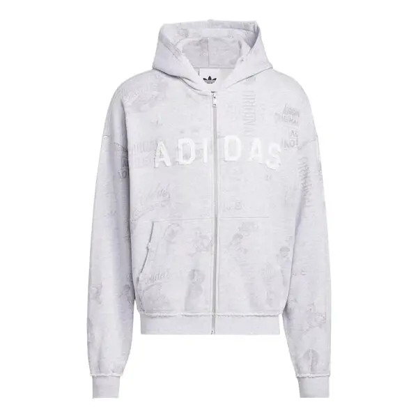 Adidas Aoa Full Zip Hoodie Asia Sizing - Light Grey Heather