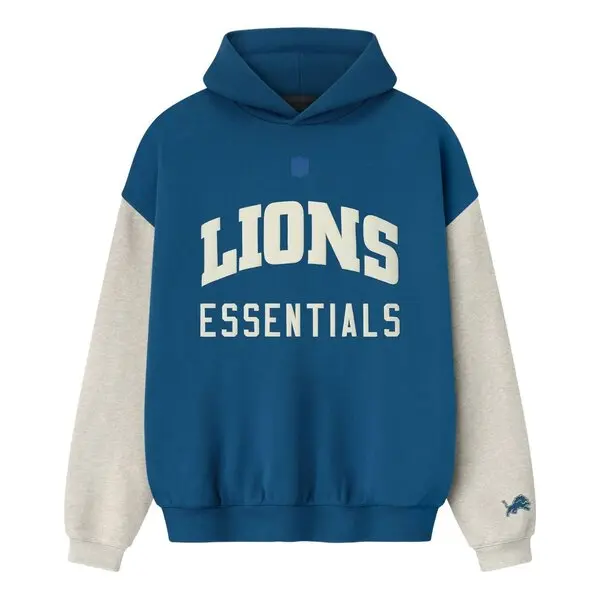 Fear Of God X Nfl Fw25 Lions Sport Hoodie 'blue Sapphire Heather Stone - Blue Sapphire/heather Stone