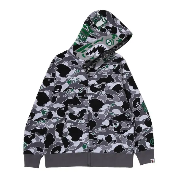 A BATHING APE X Hidden Ny Psyche Camo Full Zip Hoodie - Grey