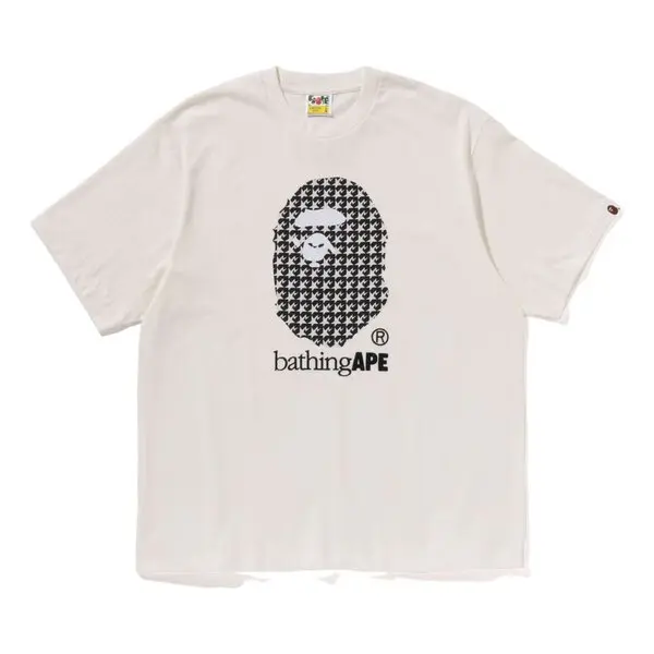 A BATHING APE Sta Houndstooth Bathing Ape Relaxed Fit Tee - Ivory