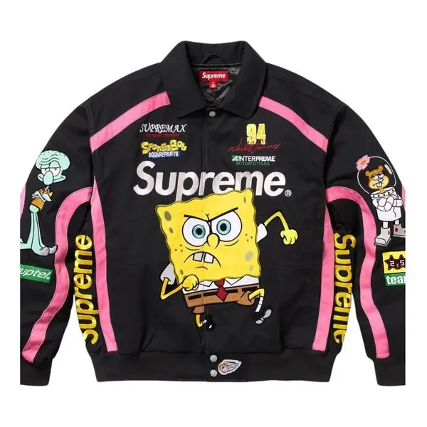 Supreme X Spongebob Squarepants X Jeff Hamilton Racing Jacket - Black