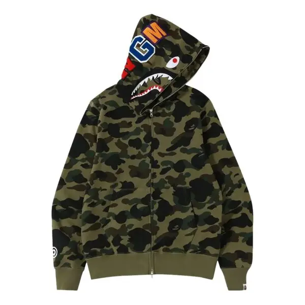 A BATHING APE 1st Camo Shark Full Zip Hoodie - Green