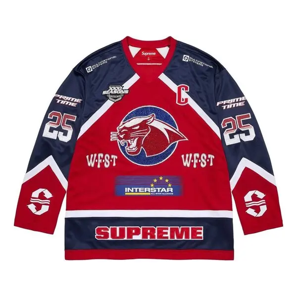 Supreme Rhinestone Hockey Jersey - Red