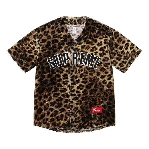 Supreme Print Velvet Baseball Jersey - Leopard