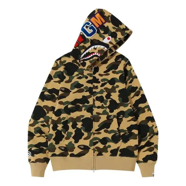 A BATHING APE 1st Camo Shark Full Zip Hoodie - Yellow