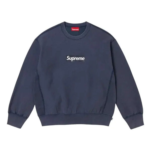 Supreme Washed Box Logo Crewneck - Navy