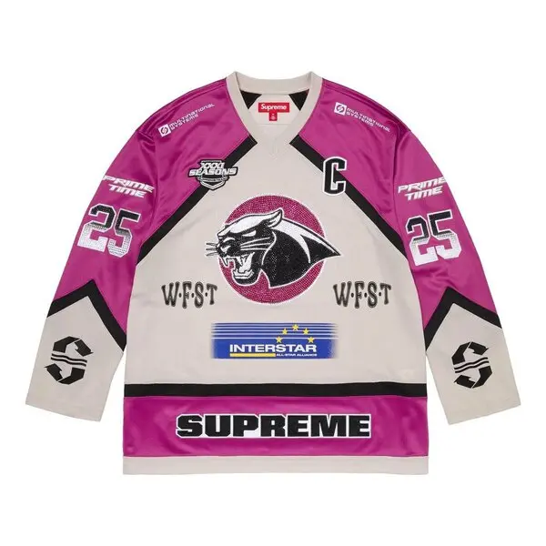 Supreme Rhinestone Hockey Jersey - Light Grey