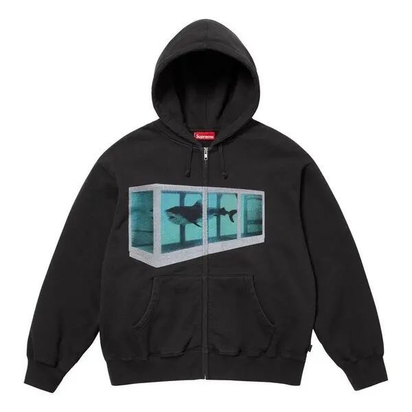 Supreme X Damien Hirst Zip Up Hooded Sweatshirt - Black