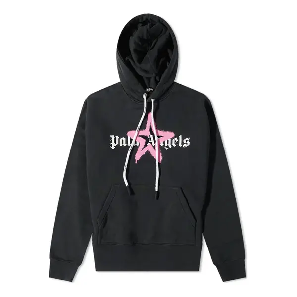 Palm Angels Star Sprayed Hoodie - Black/pink