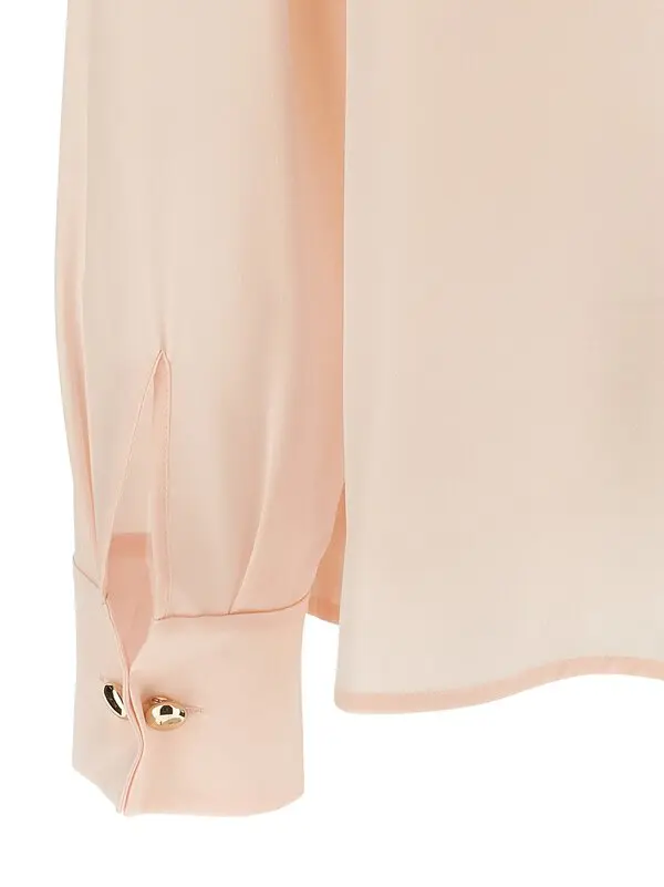 Max Mara Mstepica Silk Crepe De Chine Blouse With Ruffle Detail - Pink