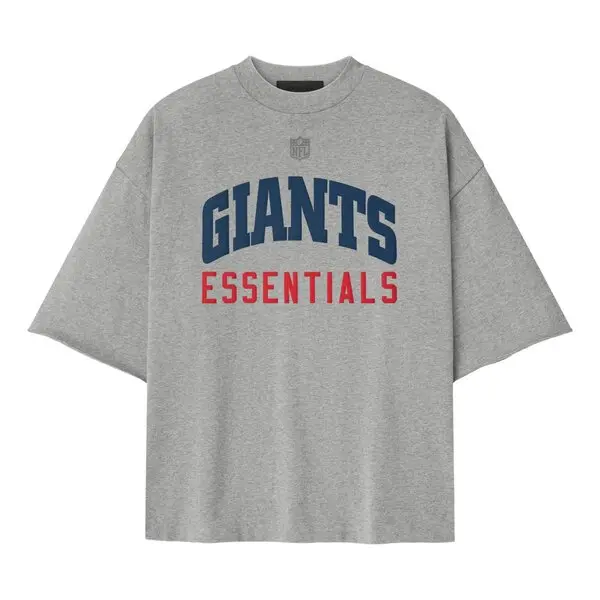 Fear Of God X Nfl Giants 90s 3/4 Sleeve Football T-shirt - Concrete Heather