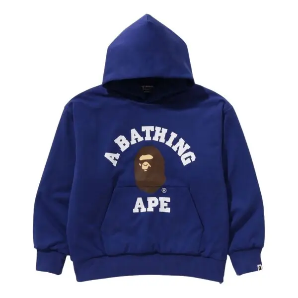 A BATHING APE College Puffy Relaxed Fit Pullover Hoodie - Blue