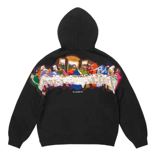Supreme Last Supper Embroidered Zip Up Hooded Sweater