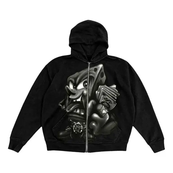 TRAVIS SCOTT Cactus Jack X Spongebob Legal Tender Zip Hoodie - Black