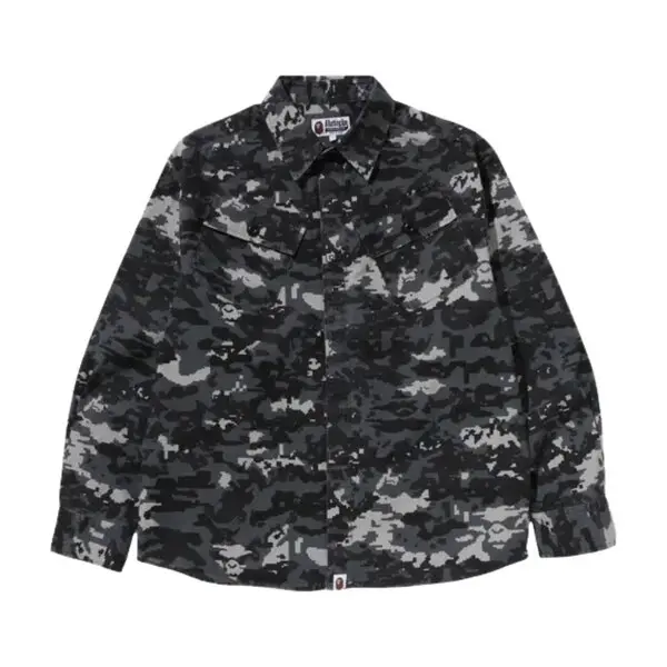 A BATHING APE Multi Pixel Camo Military Shirt