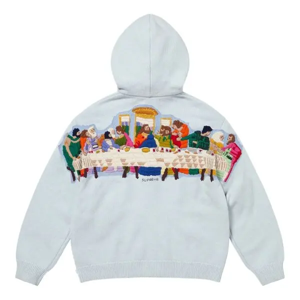 Supreme Last Supper Embroidered Zip Up Hooded Sweater