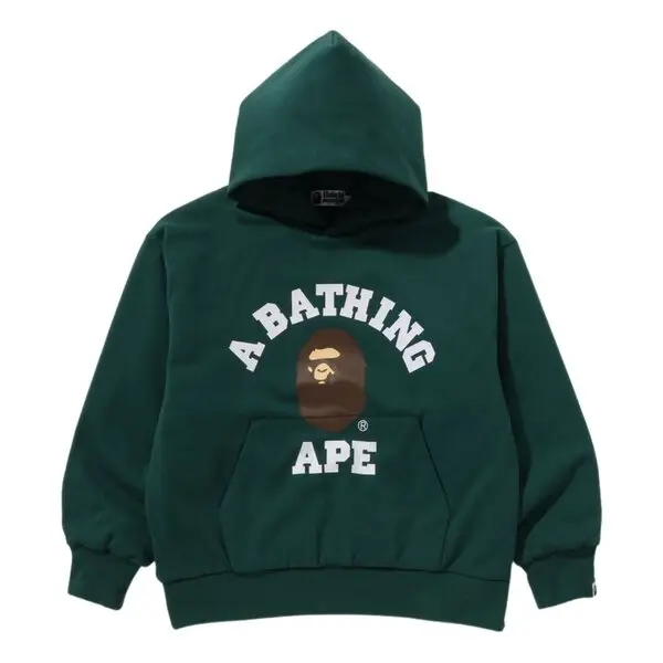 A BATHING APE College Puffy Relaxed Fit Pullover Hoodie - Green