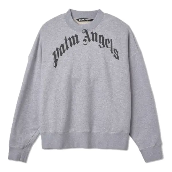 Palm Angels Curved Logo Crewneck - Grey/black