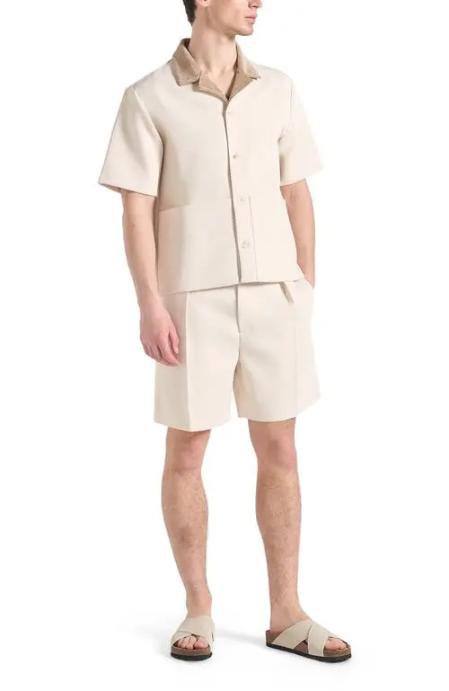 Manière De Voir Maniere De Voir Marin Twill Pleated Shorts