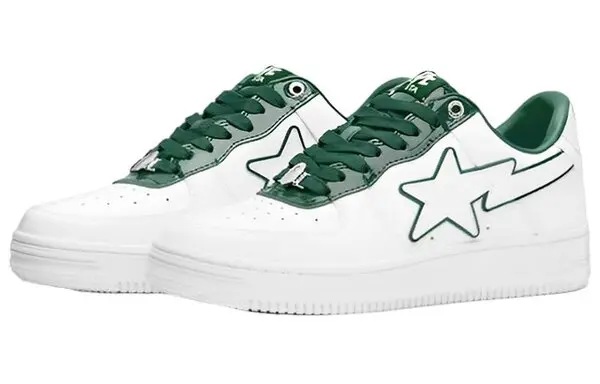 A BATHING APE Sta Leather Low Green