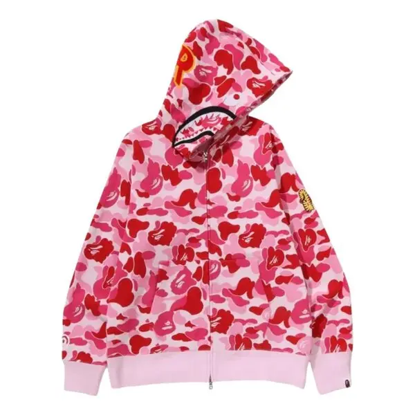 A BATHING APE Abc Camo 2nd Shark Full Zip Hoodie - Pink