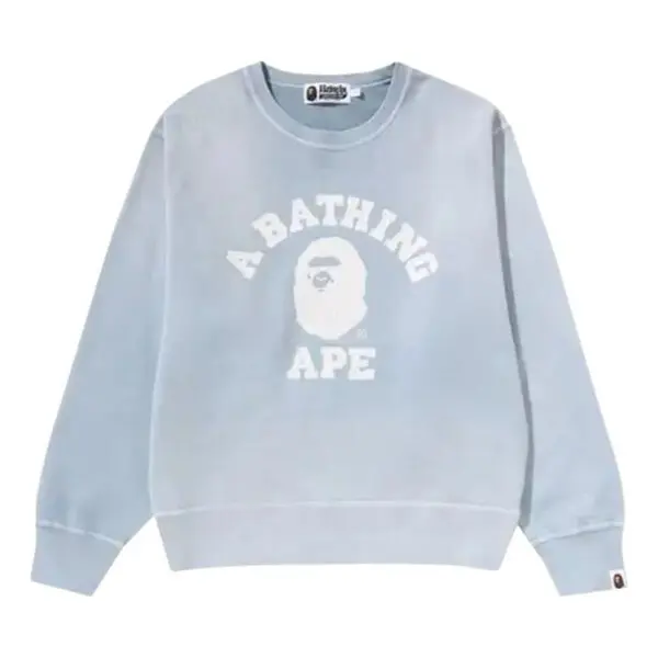 A BATHING APE Vintage Washed College Crewneck Sweatshirt - Grey