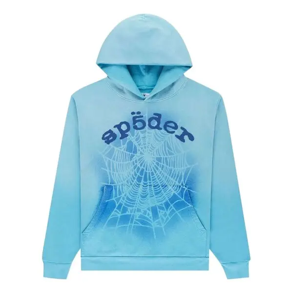 SP5DER Og Web V2 Spray Hoodie - Light Blue
