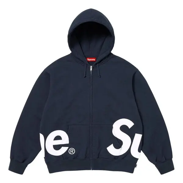 Supreme Big Logo Zip Up Hooded Sweatshirt - Navy