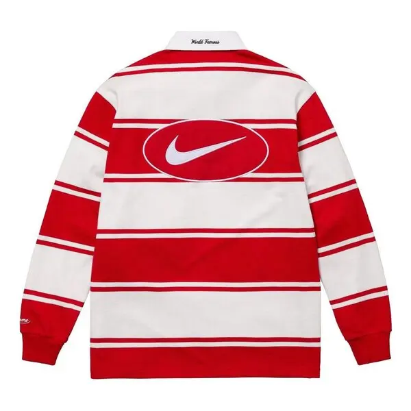 Supreme X Nike Stripe Rugby Long Sleeve Shirt - Red