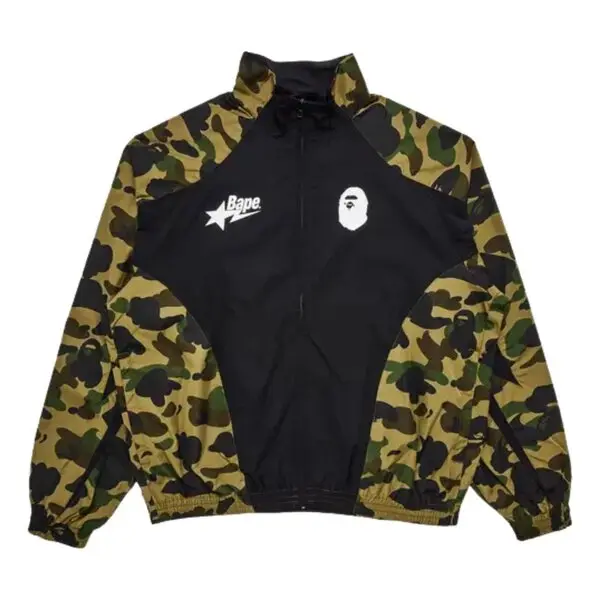 A BATHING APE 1st Camo Stand Collar Track Jacket - Green