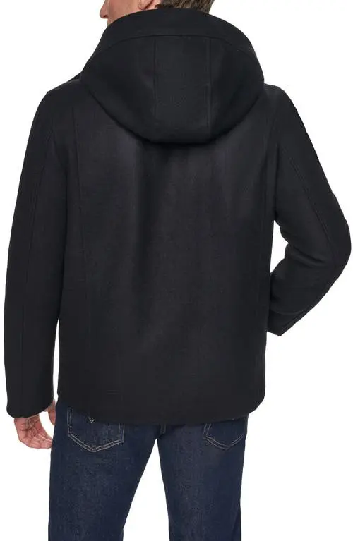 Cole Haan Hooded Wool Blend Field Coat - Black