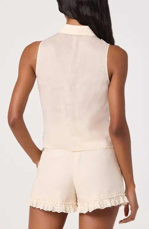 Astr The Label Nienna Eyelet Ruffle Linen Blend Top
