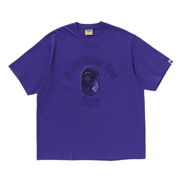 A BATHING APE Gothic College Relaxed Fit Tee - Purple