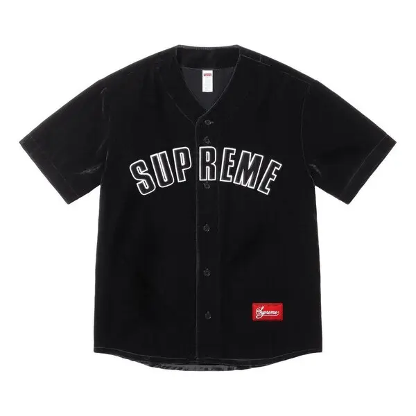 Supreme Velvet Baseball Jersey - Black