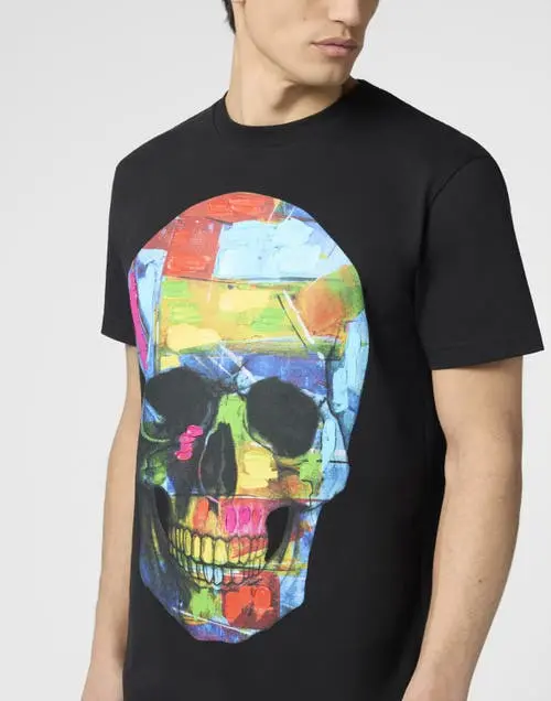 Philipp Plein Round Neck T-shirt Painted Skull