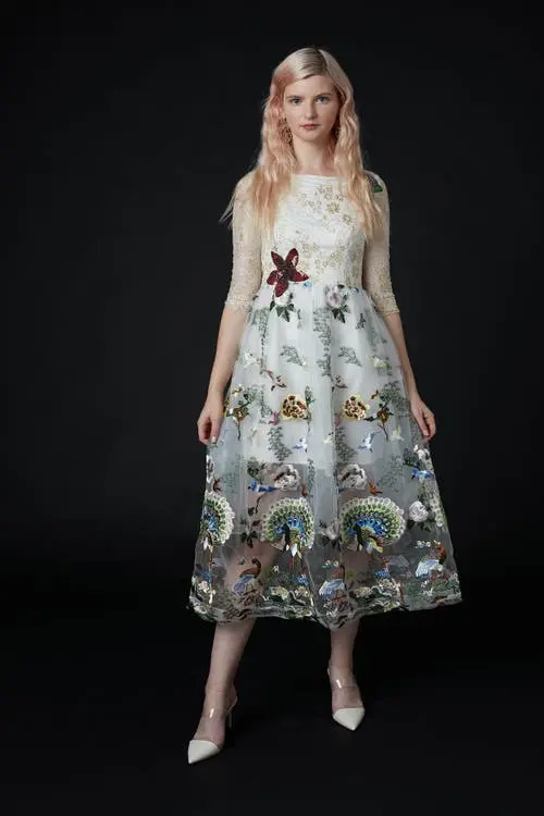 SKYLENCE Embroidered Peacock Dress