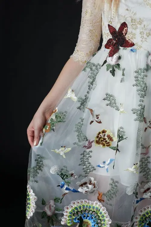 SKYLENCE Embroidered Peacock Dress