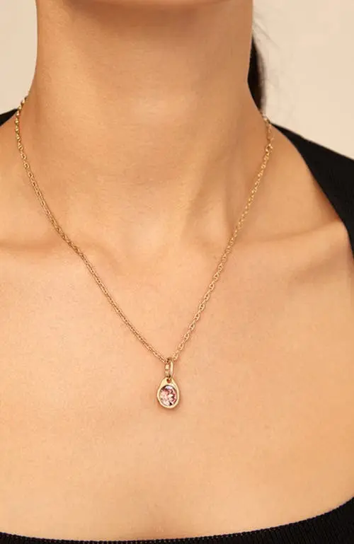 UNODE50 Plated Charm With Pink Crystal