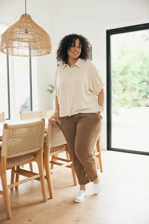 KNOWN SUPPLY Alora Organic Cotton Button-up Top - Pearl